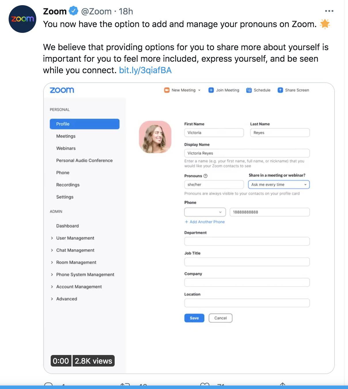 Zoom Adds New Feature Allowing Users To Include Their Preferred Pronouns